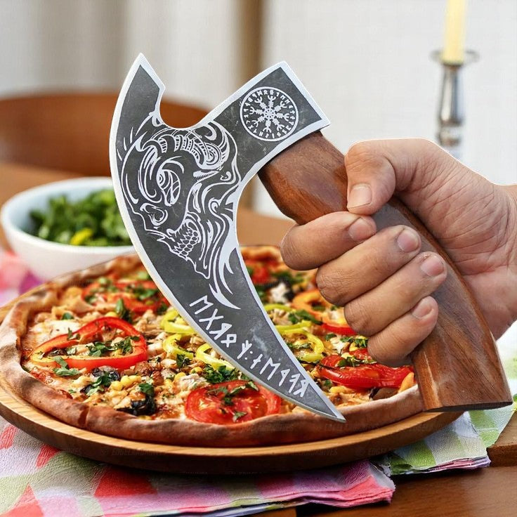 Custom Viking Pizza Cutter Axe – 8.5" Blade, Rosewood Handle | Gio's ...